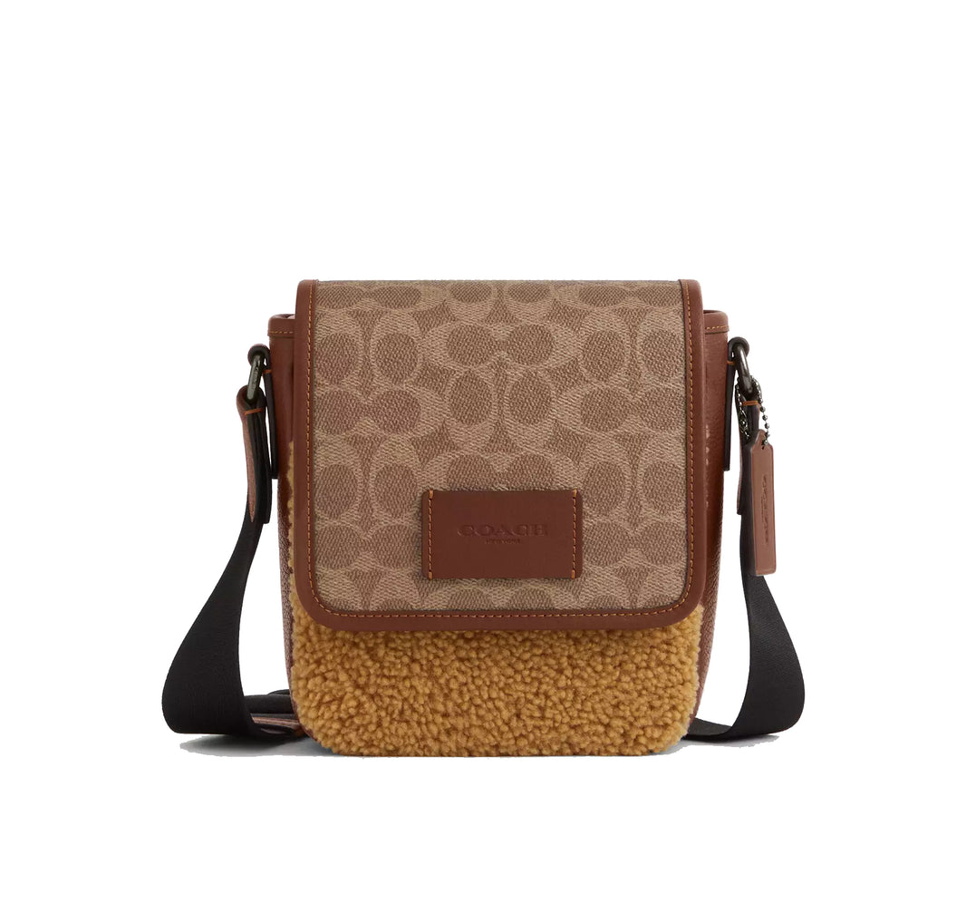 Coach Unisex Lucas Crossbody Bag In Signature Canvas Gunmetal/Tan/Vint ...